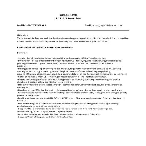 James Recruiting Resume | DOCX