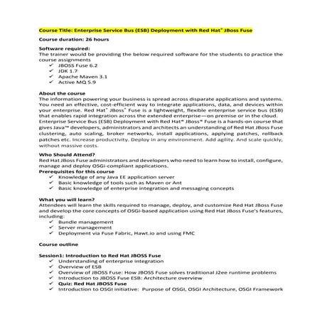 JBOSS_Fuse_Course_Training | PDF | Operating Systems | Computer Software and Applications