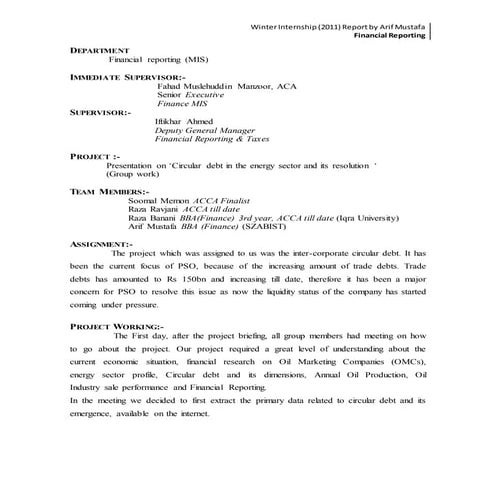 PSO internship report | DOCX