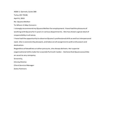 Reference letter from Christy | PDF