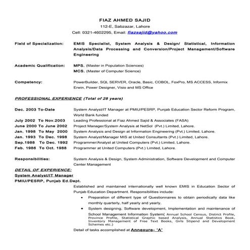 CV FIAZ AHMED SAJID | DOC