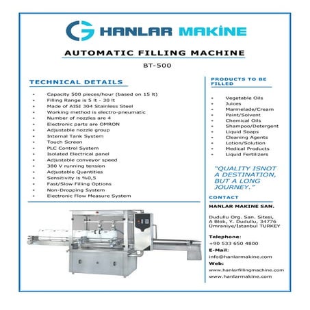 BT-500 - Automatic Filling Machine | PDF | Science