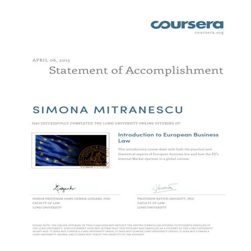 Certificate European Law | PDF