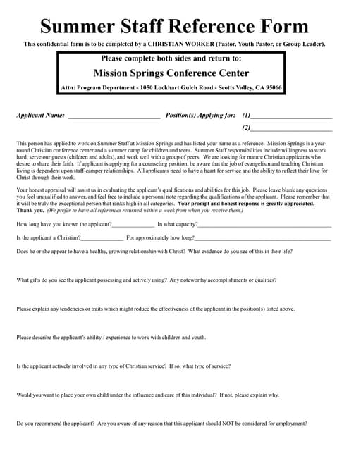 3 Pastor Reference Form | PDF | Christianity | Religion & Spirituality