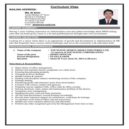 CV OF AL AMIN | PDF