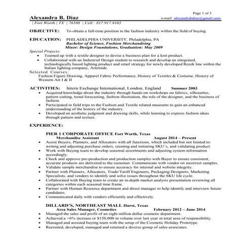 Alexandra Diaz Resume 2015 | DOC