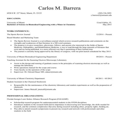 Carlos M. Barrera Resume | PDF