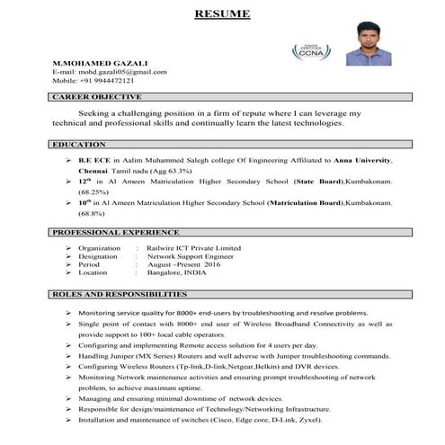 Resume | PDF | Computer Networking | Computing