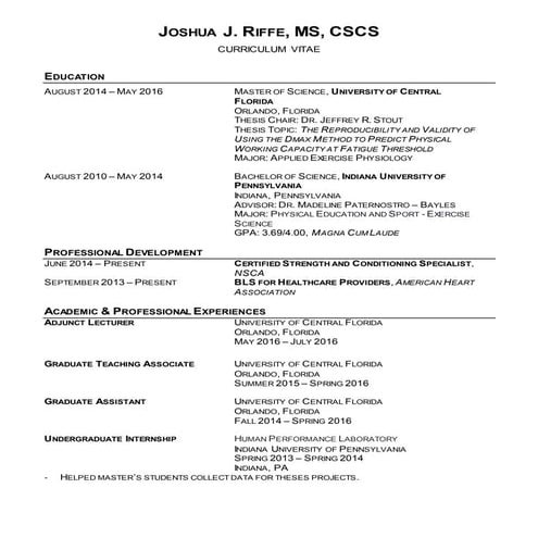 Joshua Riffe- Curriculum Vitae 12-09-2016 | DOCX