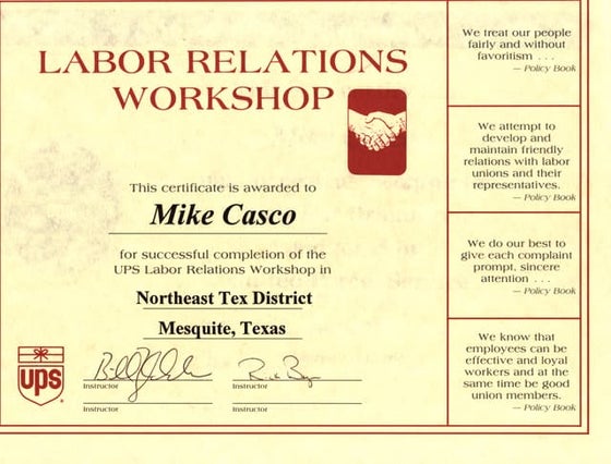 UPS Supervisor Certificate | PDF