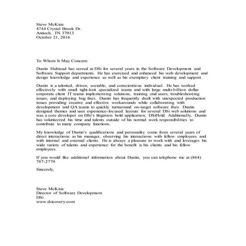 [Reference Letter] Steve McKisic | PDF
