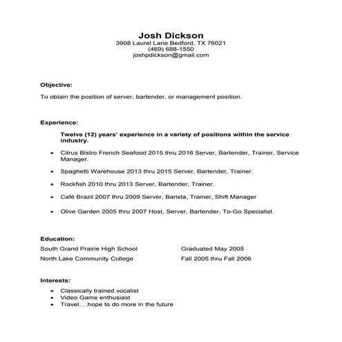Josh Dickson Resume | DOC