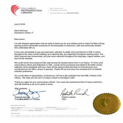 CML CEO Letter of Thanks | PDF