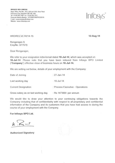 tcs experience letter | PDF