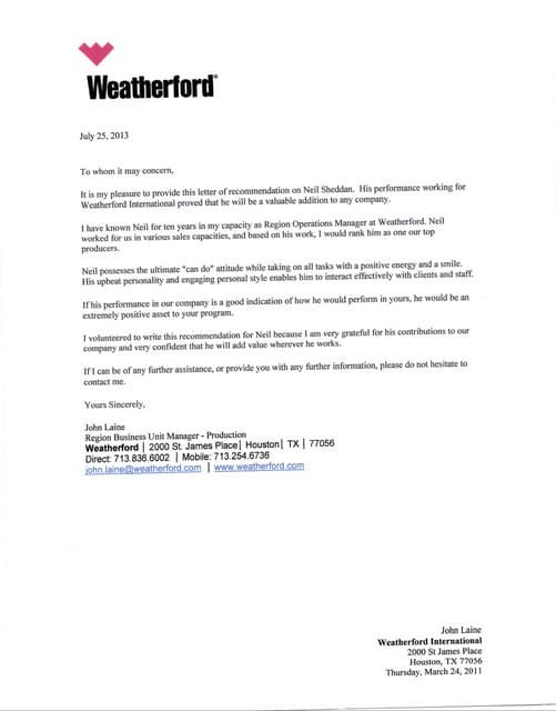 Recommendation Letter Schlumberger | PDF