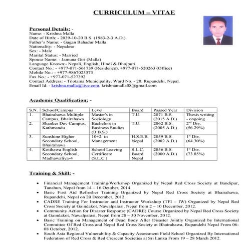 Krishna Malla - CV | DOC