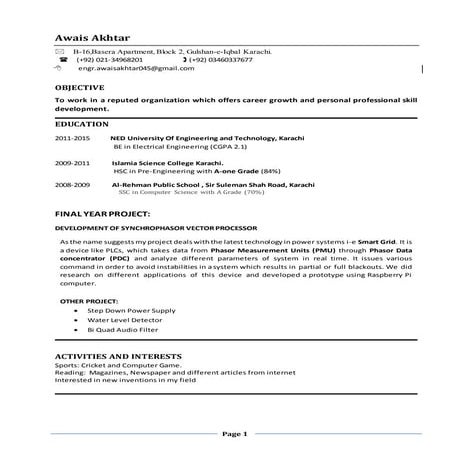 Awais Akhtar CV | DOCX