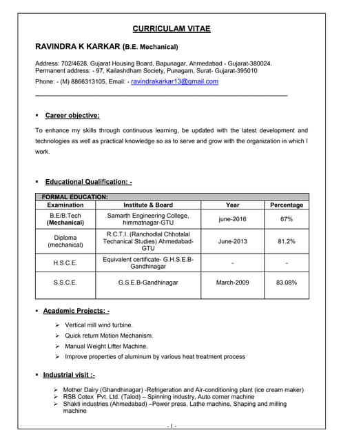 SIMPLE RESUME FORMAT | DOCX