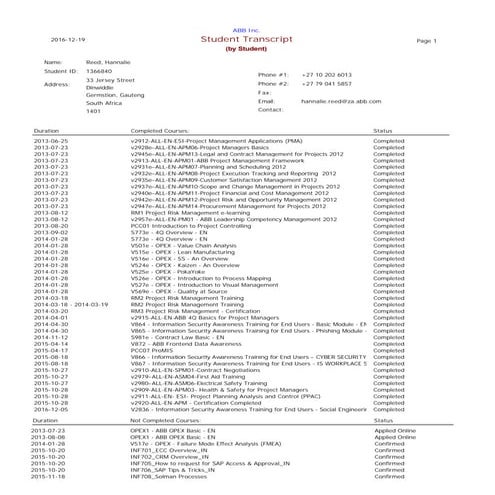 Student Transcript | PDF | Civil Engineering Industry | Industries