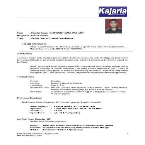 Chandan Kumar resume | DOC