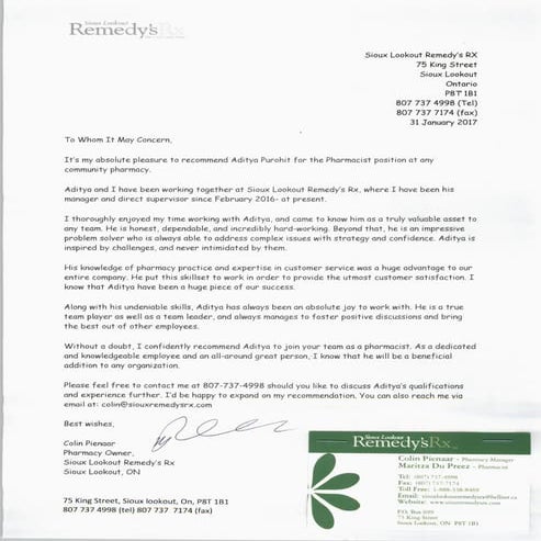 Letter of Recommendation - Remedy's Rx | PDF
