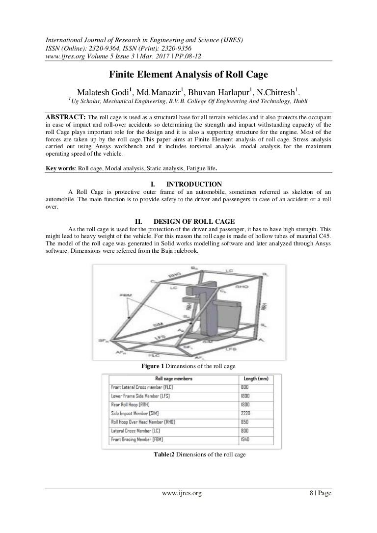 Finite Element Analysis of Roll Cage