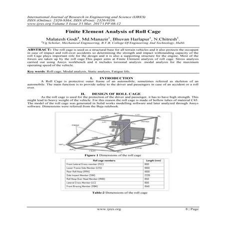 Finite Element Analysis of Roll Cage | PDF
