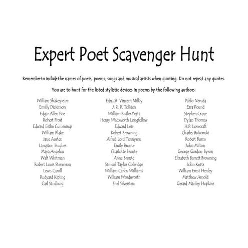 Expert Poet Scavenger Hunt | DOCX