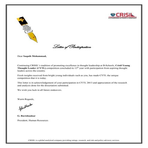 Letter of Participation_168 | PDF | Business and Finance