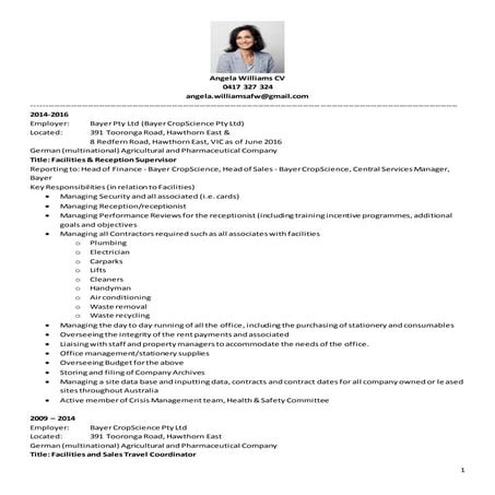 Angela Williams CV 1 | PDF