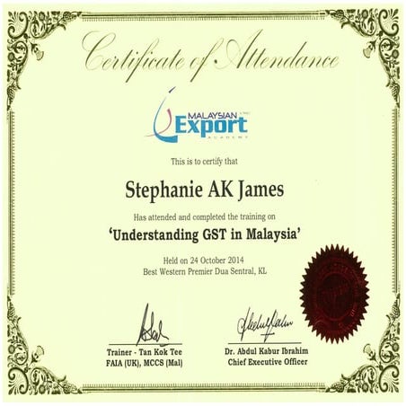 Training on GST in Malaysia Cert | PDF