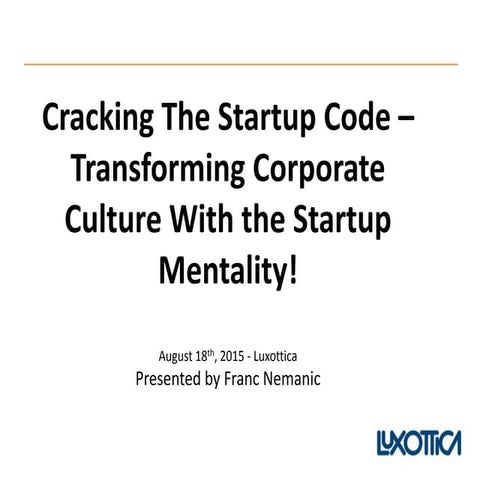Cracking The Startup Code! | PPT
