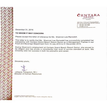 Ramsdell, Shannon Internship Certificate | PDF