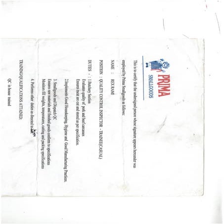 PRIMA SMALL GOODS REFERENCE | PDF