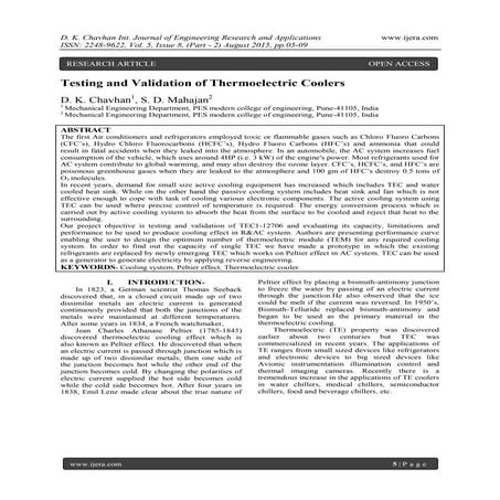 Testing and Validation of Thermoelectric Coolers | PDF