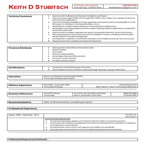 Keith D Stubitsch 02-15 Resume | PDF