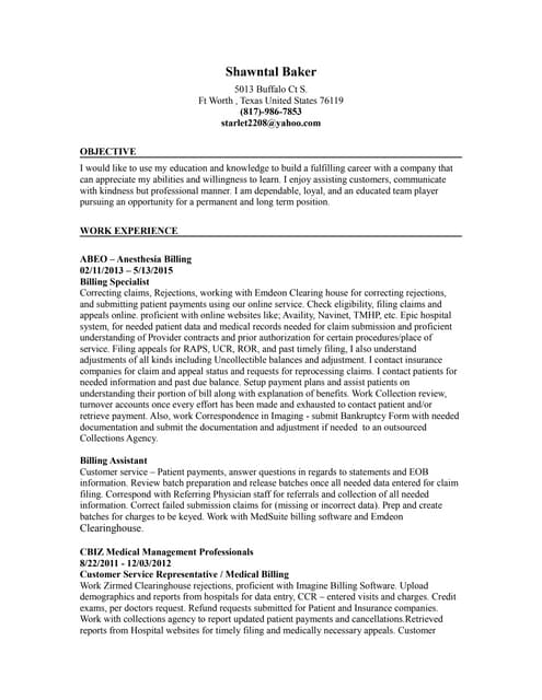 Medical Billing Resume | PDF