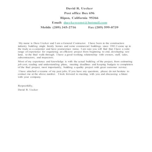 General Contractor Resume | DOCX