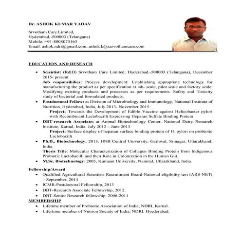 Dr Ashok CV | DOC