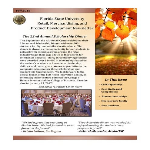 Fall 2016 Newsletter-s | PDF | Undergraduate Education | College Education