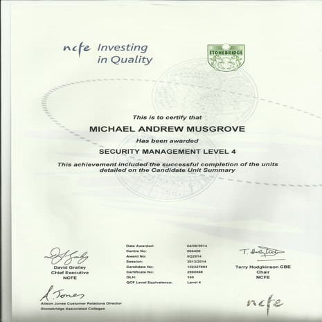Level 4 Diploma in Advanced Security Management | PDF