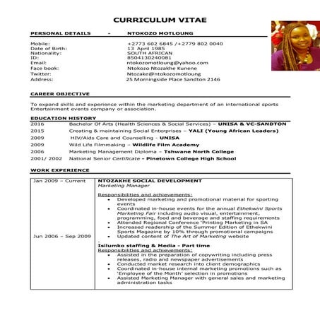 CV - Bongani Khumalo | PDF