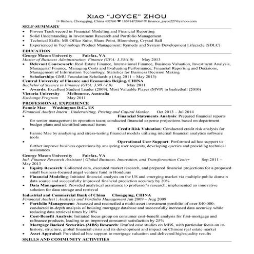 CV Template_Resume_Major Economics and Management_Career and Job ...