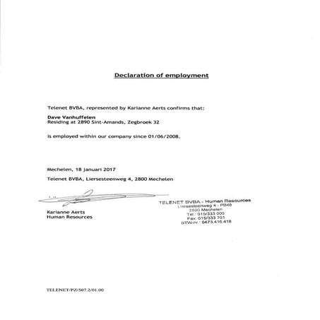 declaration of employment | PDF