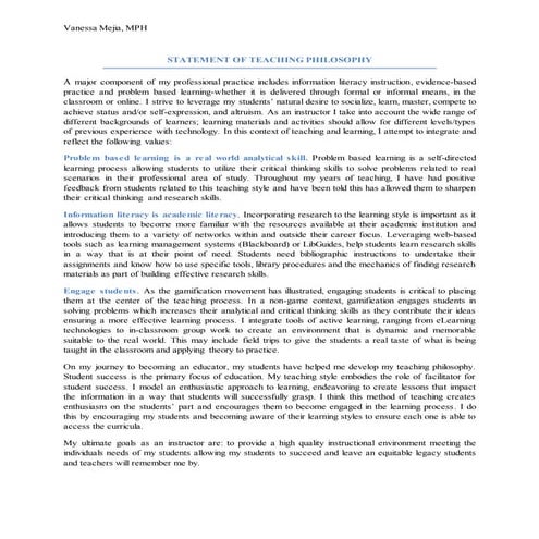 STATEMENT OF TEACHING PHILOSOPHY | DOCX