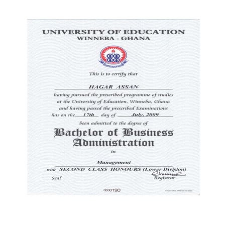 BBA Degree Certificate | PDF