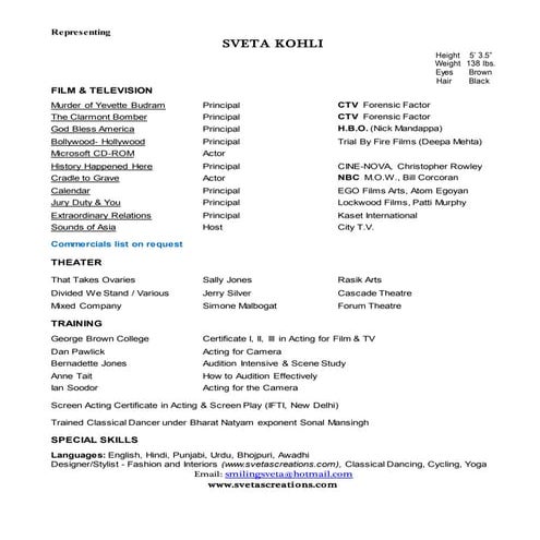 Acting Resume | PDF