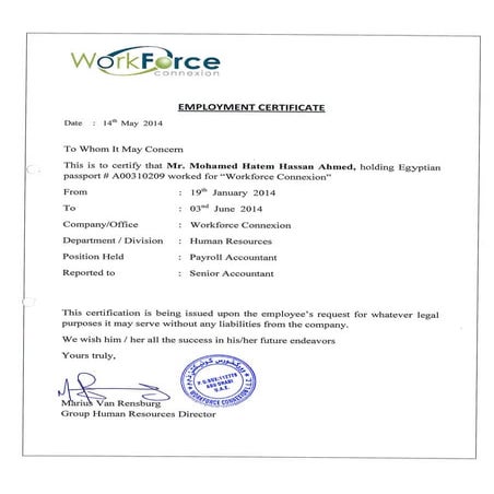 employment certificate | PDF