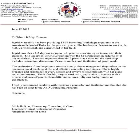 ASD reference letter | DOC