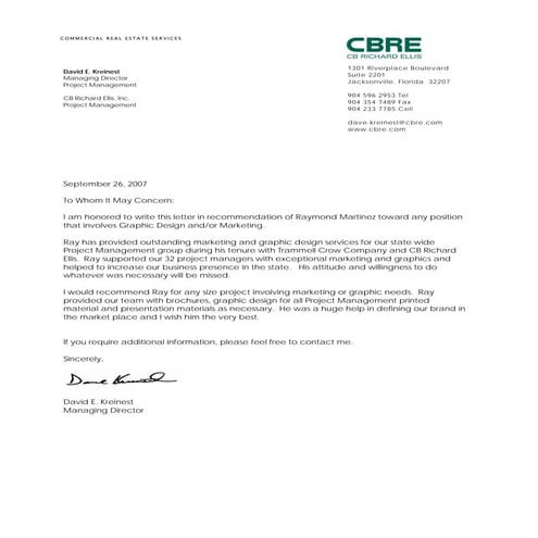 CBRE Reference Letters | PDF